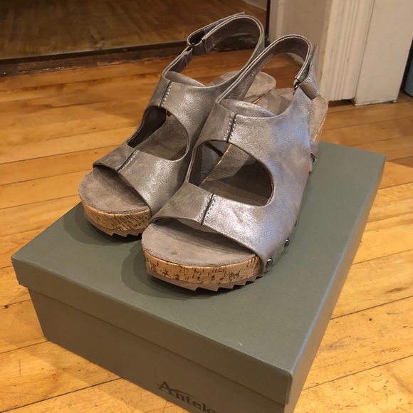 Antelope | Shoes | Antelope Wedge Sandal In Silver | Poshmark